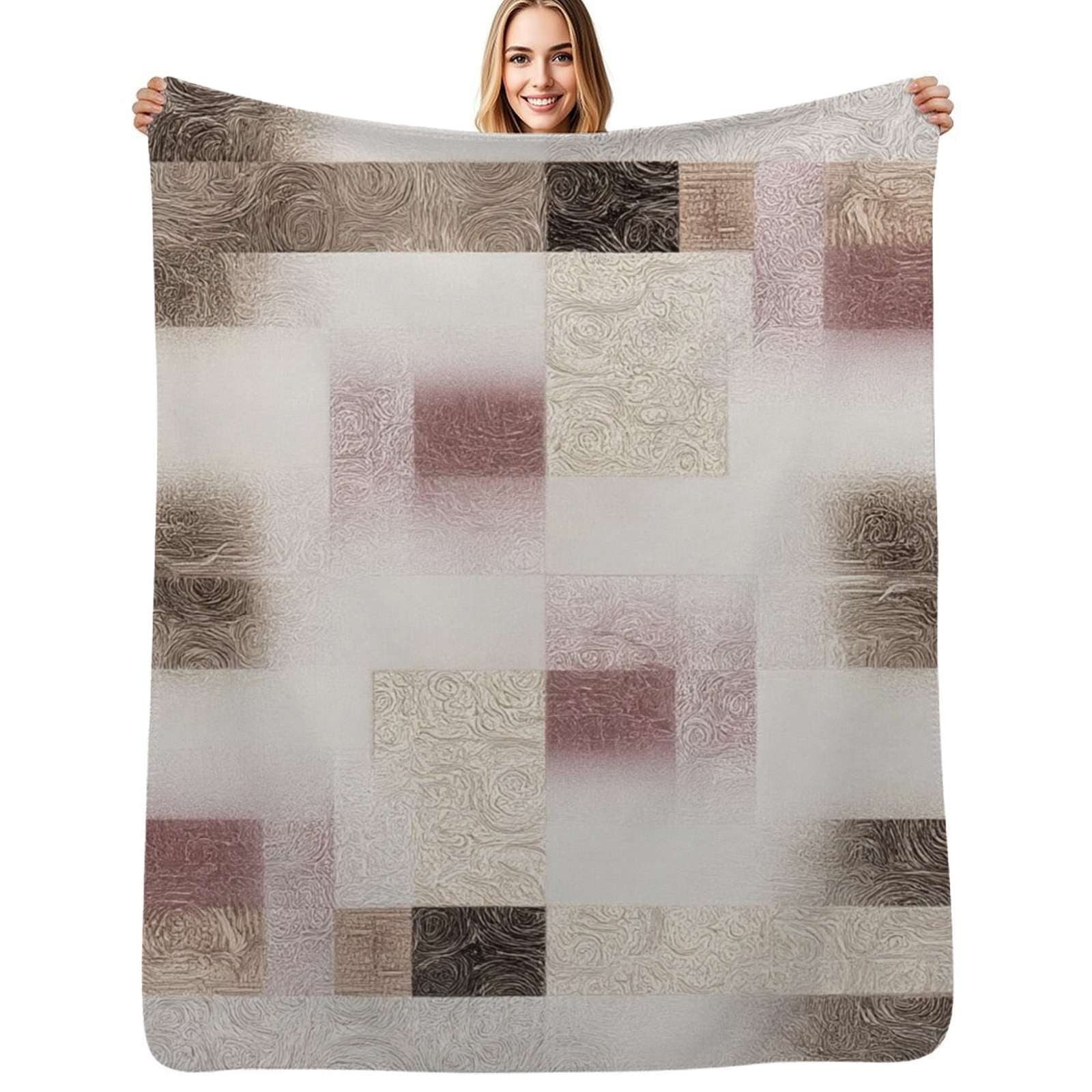 Abstract textured neutral palette Flannel Blanket Warm Soft Bedding ...