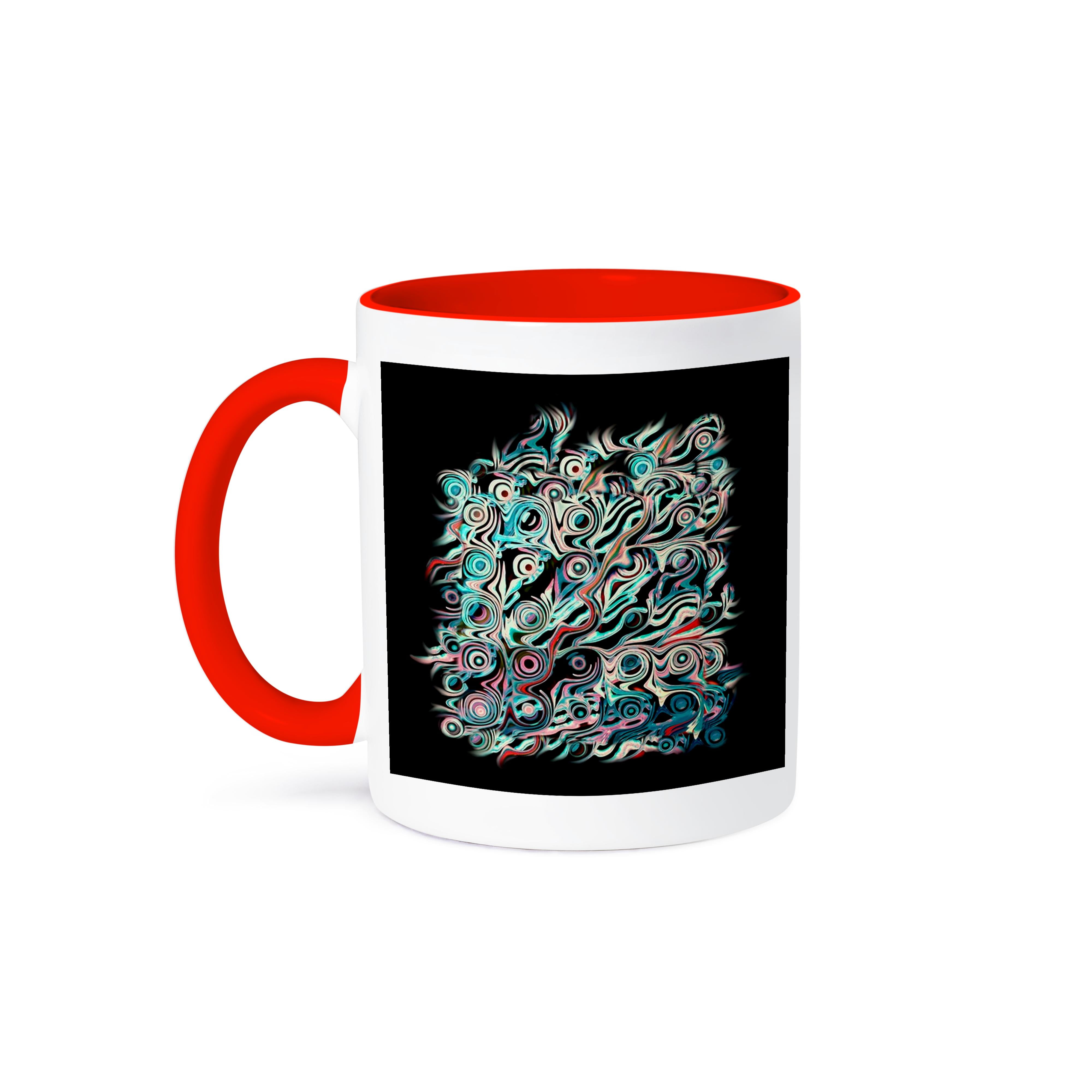 3dRose, Abstract tree roots in blue red on black background, 15oz Two ...