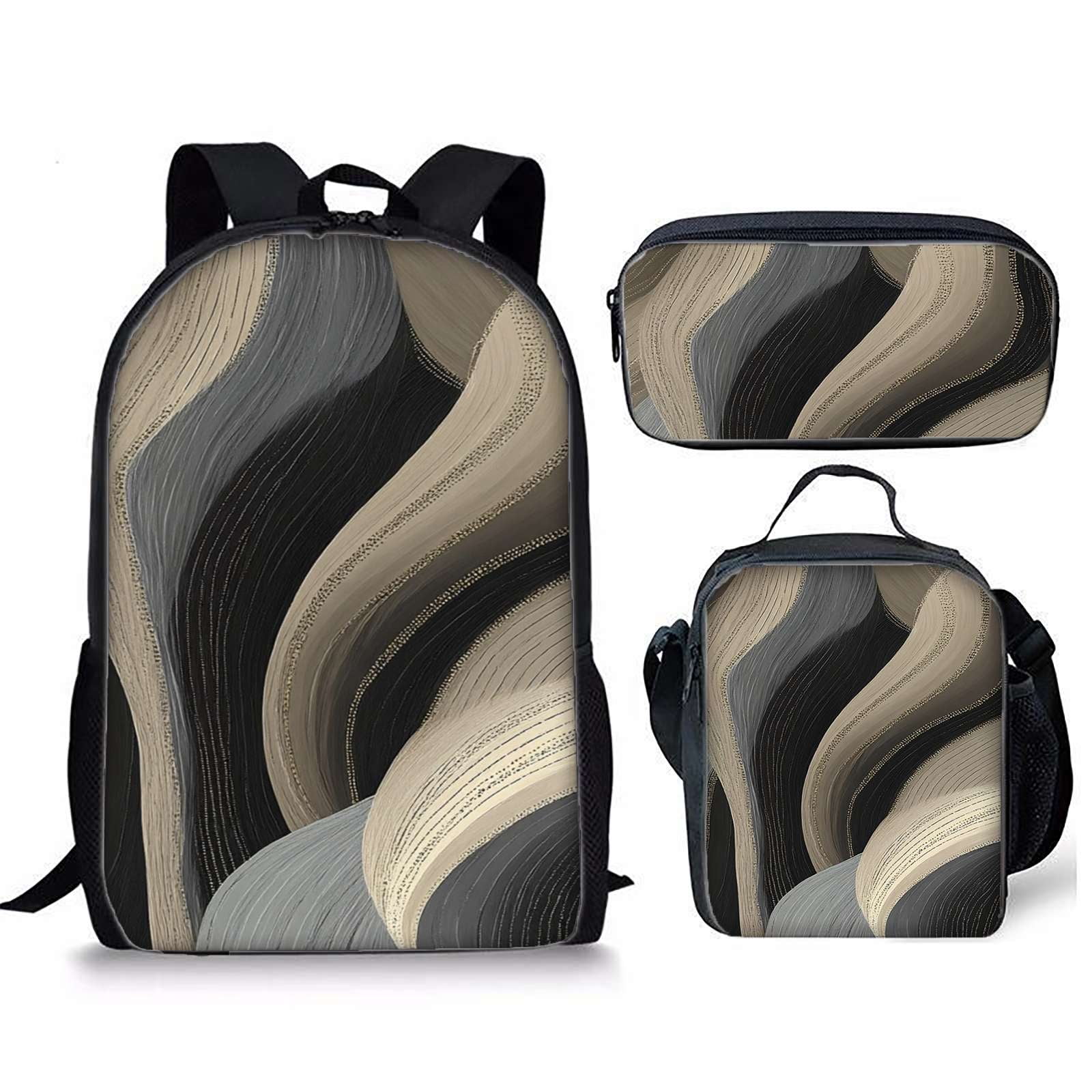 Abstract wavy neutral tones Backpacks Bookbag Bags Rucksack Lunch Bag ...