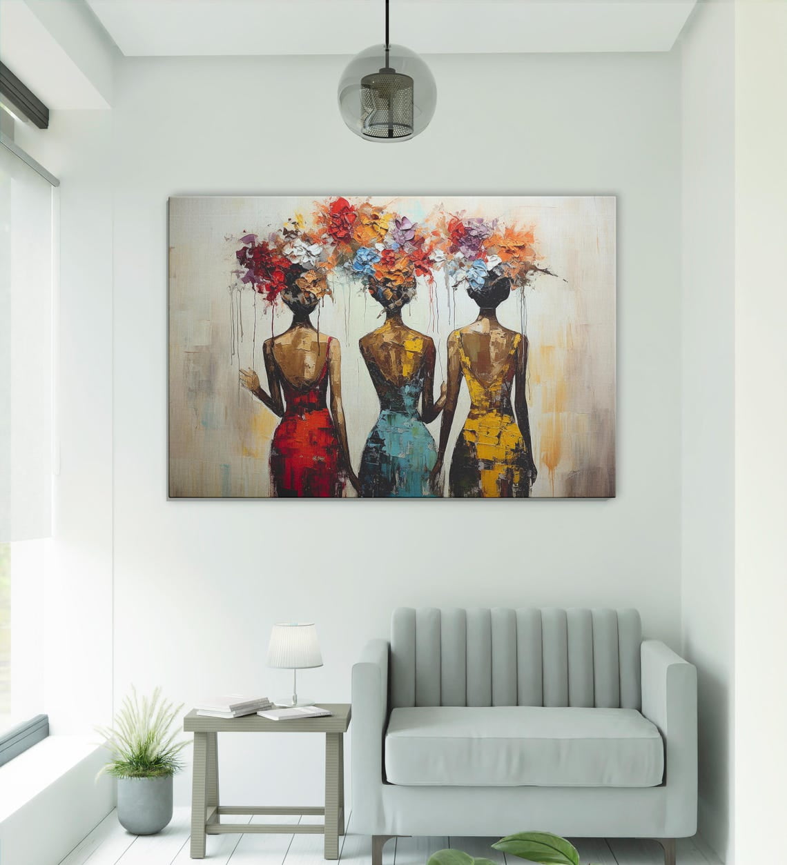 Abstract women with colored heads, Woman Art, Abstract Woman Poster ...