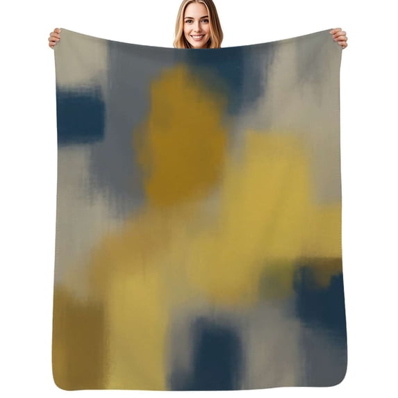 Abstract yellow blue grey art Soft Blanket Travel Bedding Throws ...