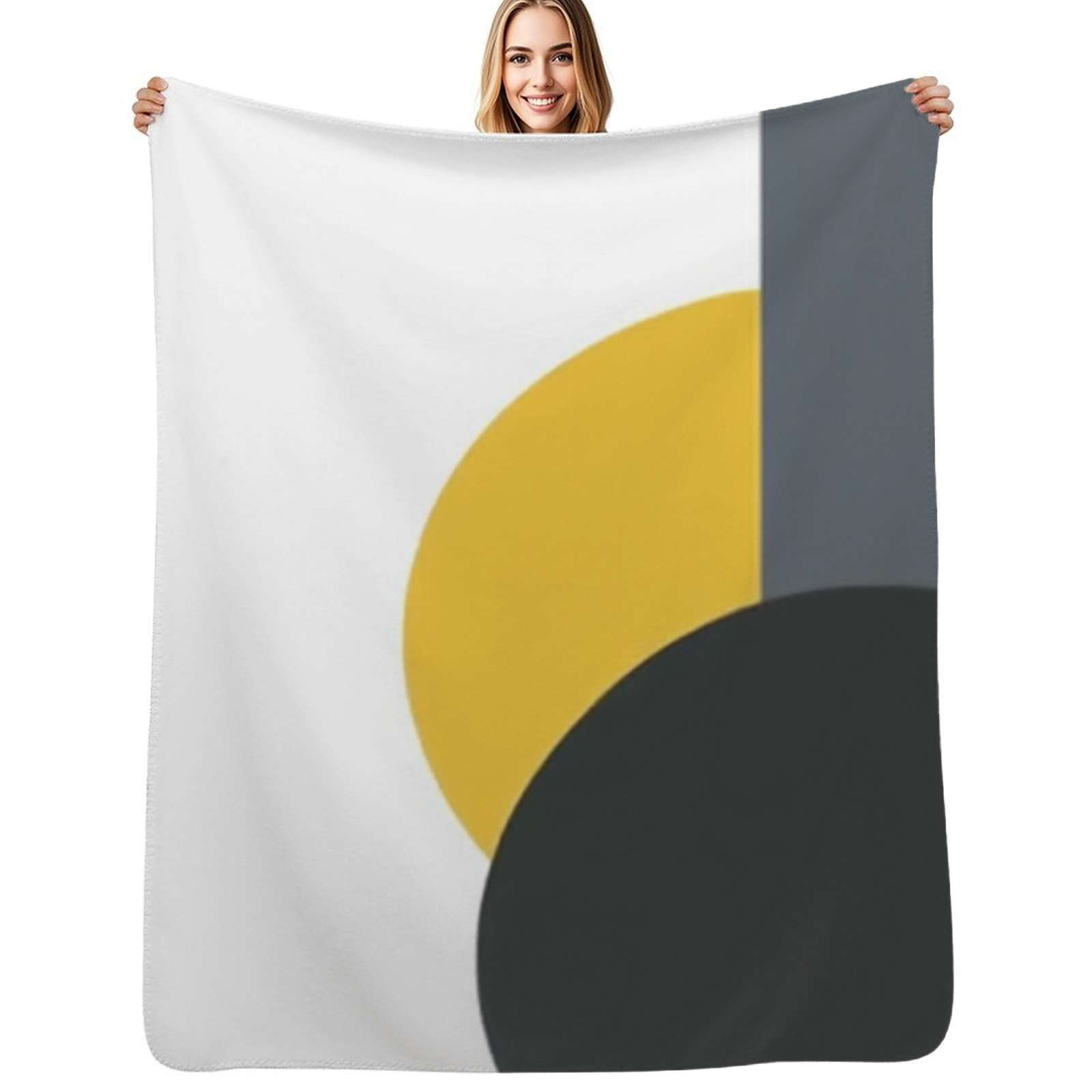 Abstract yellow grey circles art Flannel Blankets Soft Throw Blanket ...