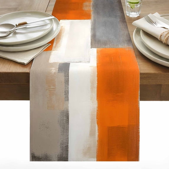 AbstractOrange Gary Paint Table Runner 13x120 inch Mottled Oil Painting ...