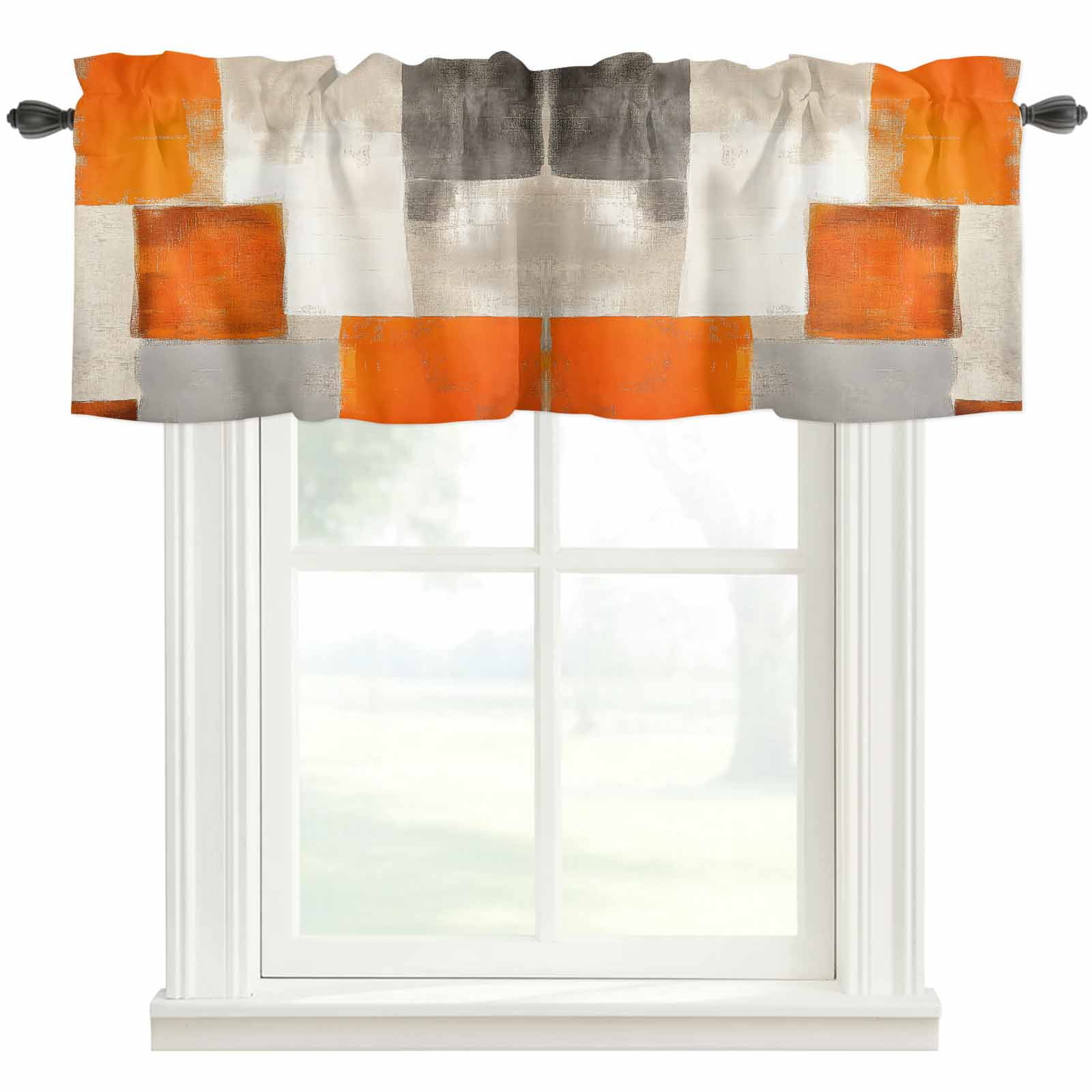 AbstractOrange Gary Paint Valances for Windows Retro Mottled Oil ...