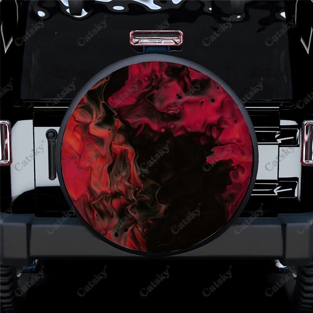 AbstractRed Smoke Polyester Universal Spare Wheel Tire Cover Custom ...