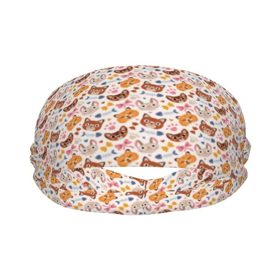 Abstractcartoon Cute Cat Face Sports Headbands for Men/Women Workout ...