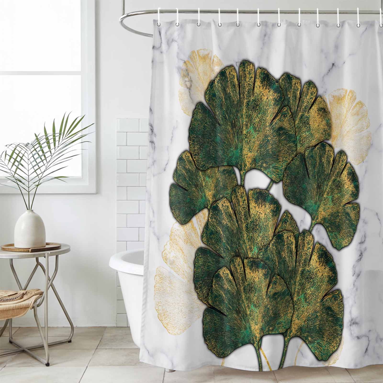 Abstraction Almond Leaves Shower Curtain Set, Waterproof Shower ...
