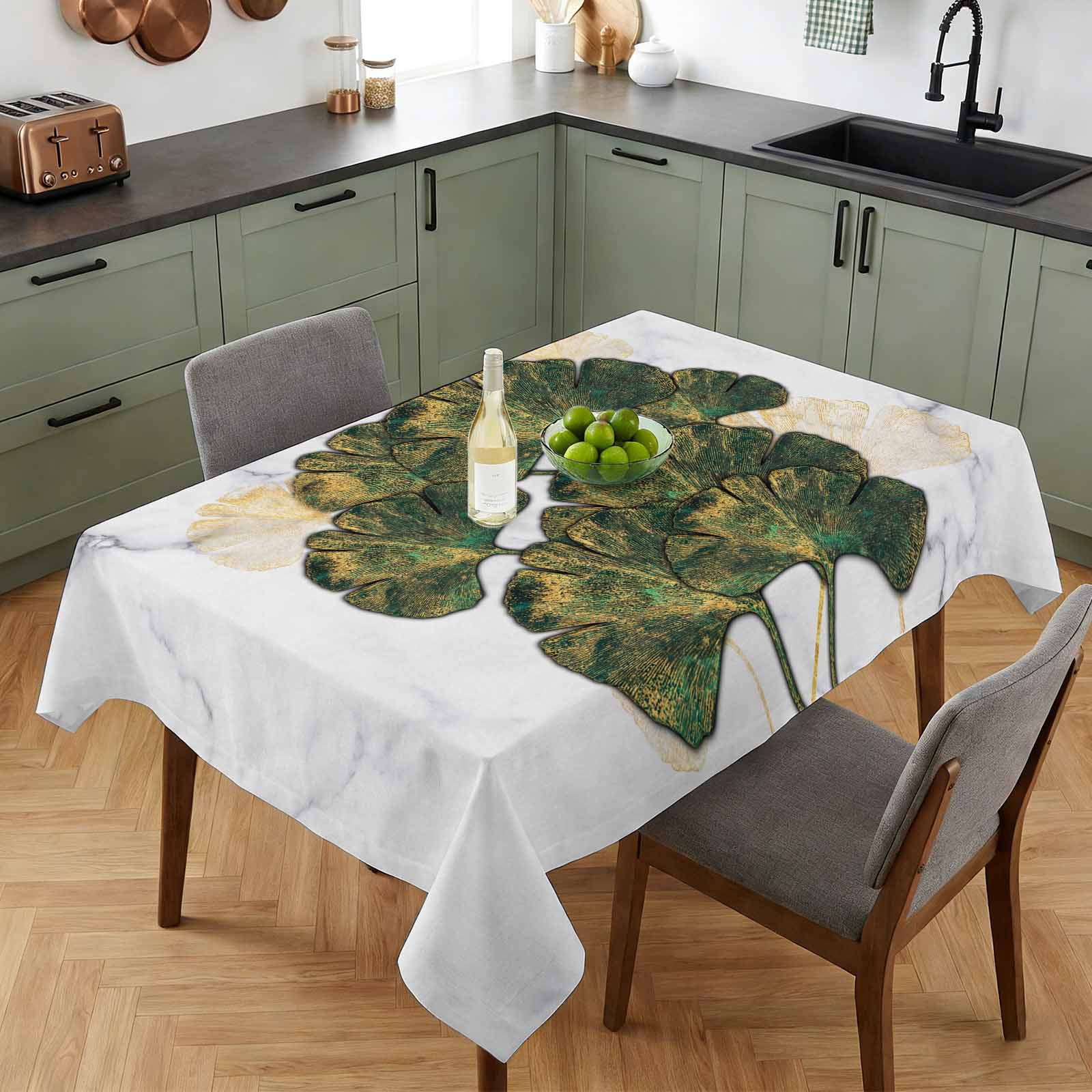 Abstraction Almond Leaves Table Cloth 52x70in, Waterproof Rectangle ...
