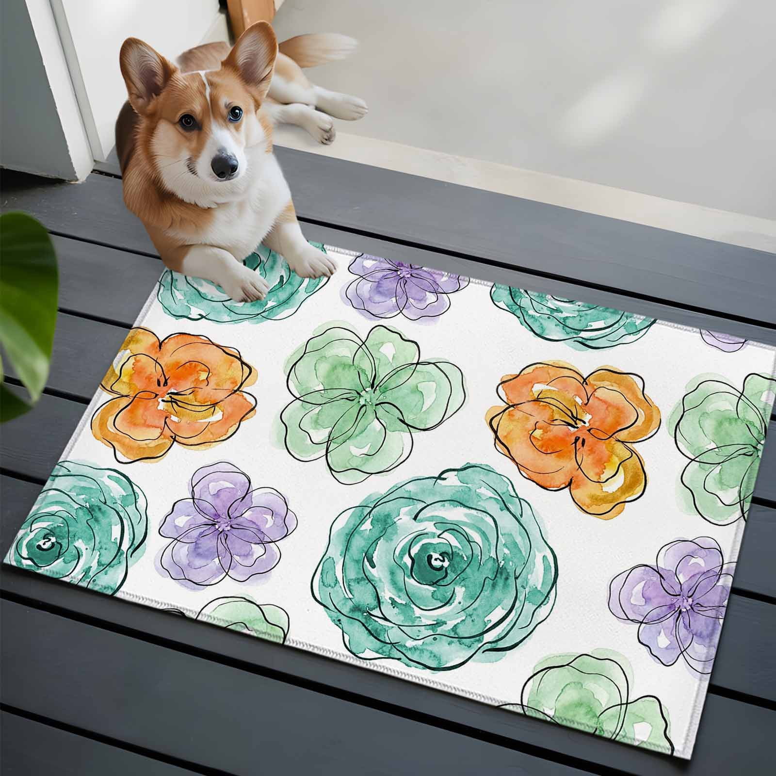 Abstraction Art Washable Entry Rug 2x3 Watercolors Flowers Minimalist ...