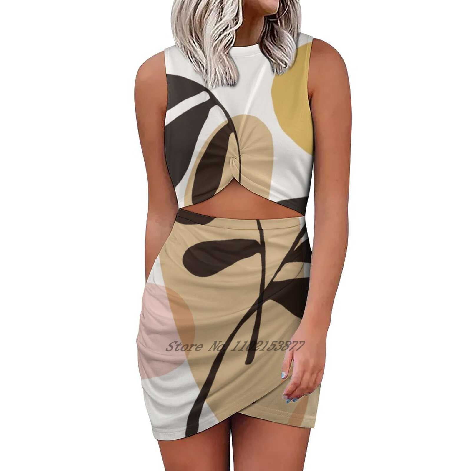 Abstraction _ Bohemian _ Plants _ Sun _ Art Loose Pocket Dress Women Casual V Neck Dress Printed ...