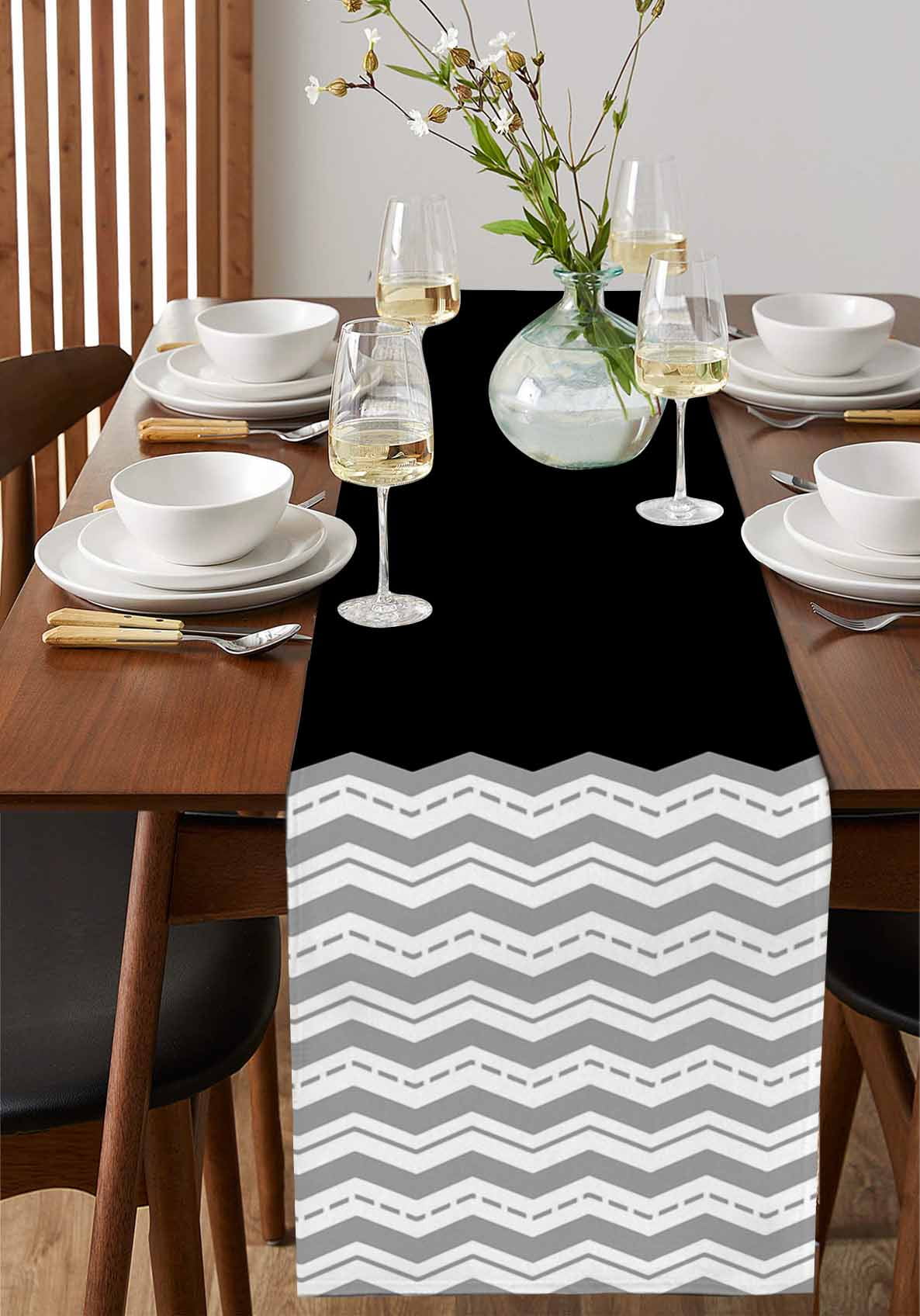 Abstraction Distortion Lines Art Table Runner 13x72in Non-Slip Cotton ...