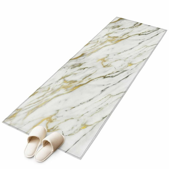 Abstraction Marble Marble Texture Non-Slip Non-Shedding Floor Mat, Gold ...