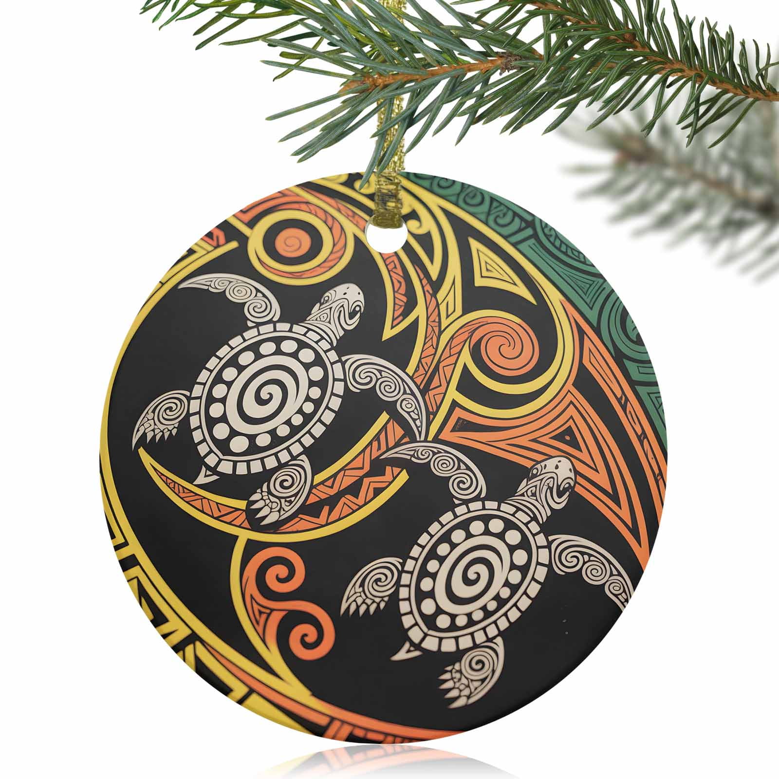 Abstraction Marine Life Turtle Christmas Ceramic Ornament 2025,3" Round ...