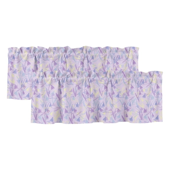 Abstractions Floral 2 Panels Kitchen Valance, Spring Tulips Purple ...