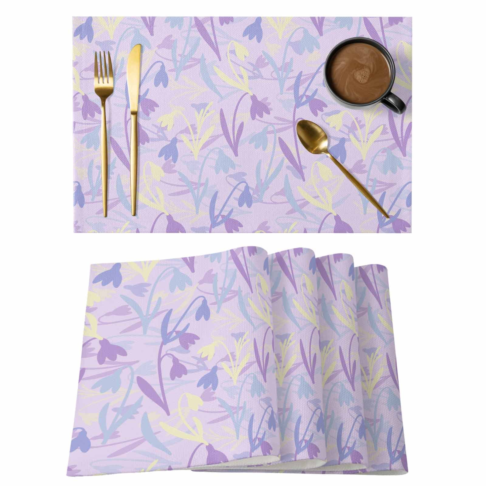 Abstractions Floral Cotton Linen Placemats Set of 8, Spring Tulips ...