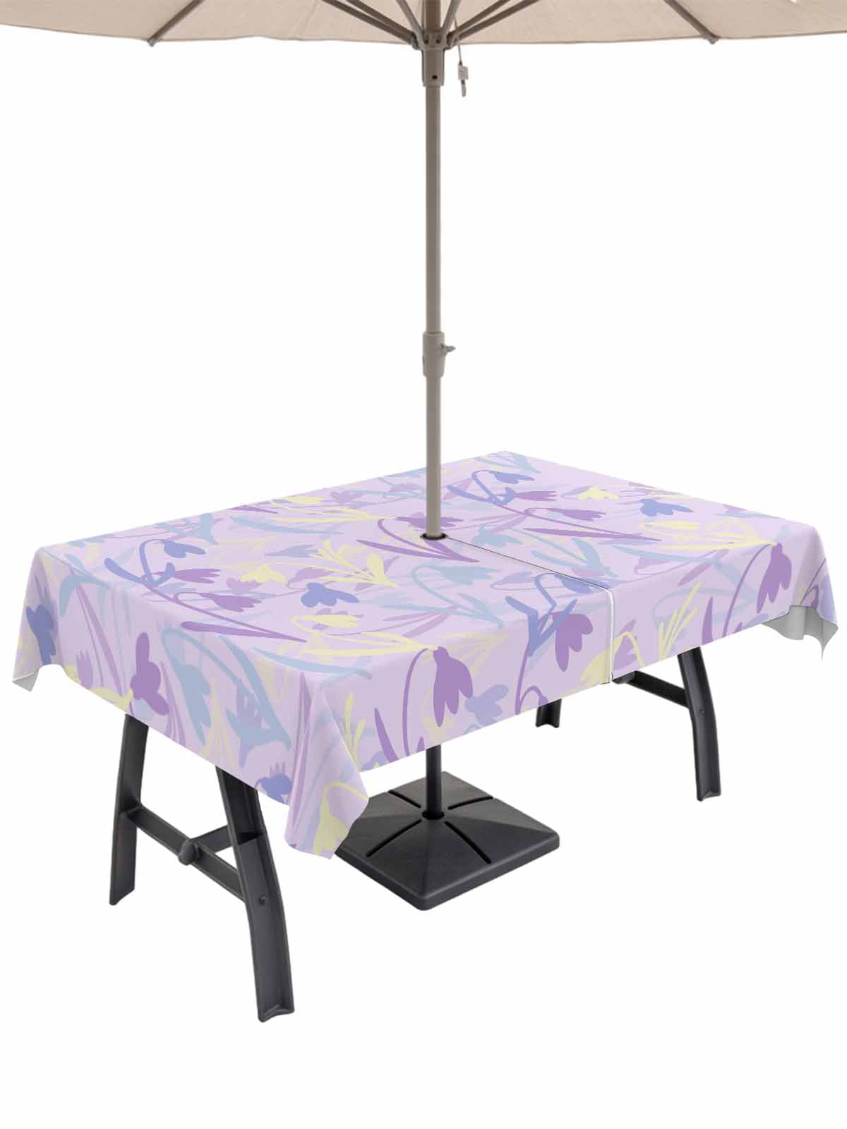 Abstractions Floral Rectangle Outdoor Tablecloth with Umbrella Hole ...
