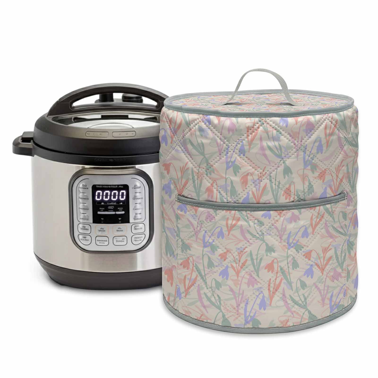 Abstractions Floral Rice Cooker Cover 8 Quart Spring Tulips Green Beige ...