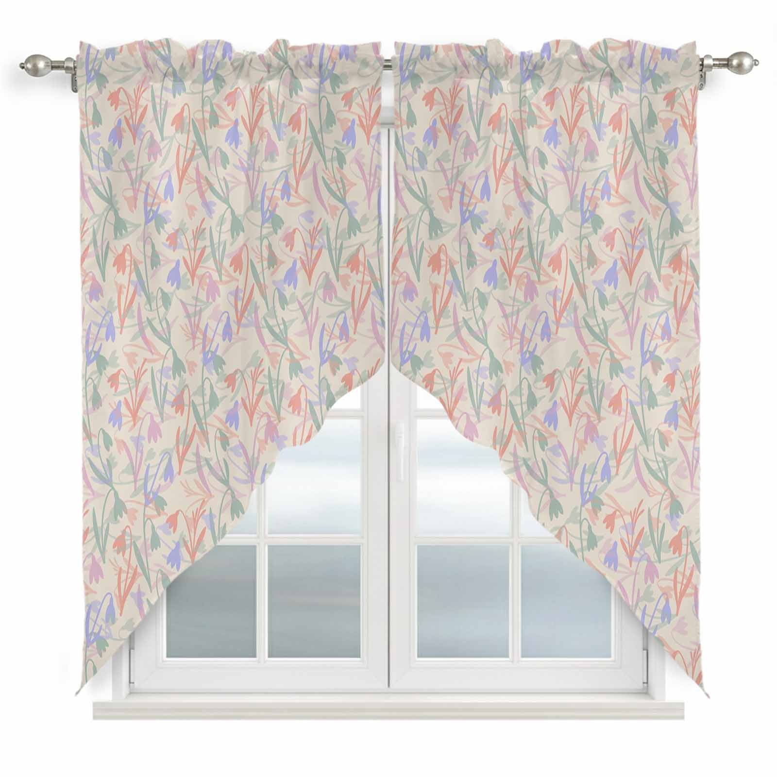 Abstractions Floral Swag Curtain Valance for Window 2 Panels Spring ...