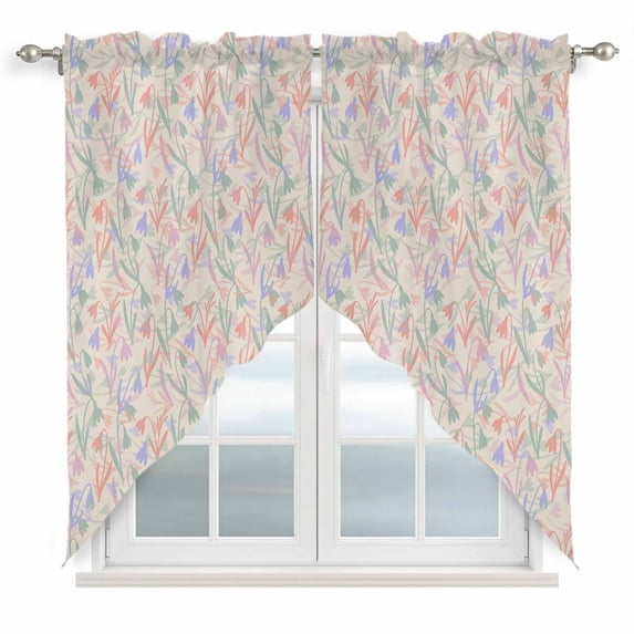 Abstractions Floral Swag Curtain Valance for Window 2 Panels Spring ...