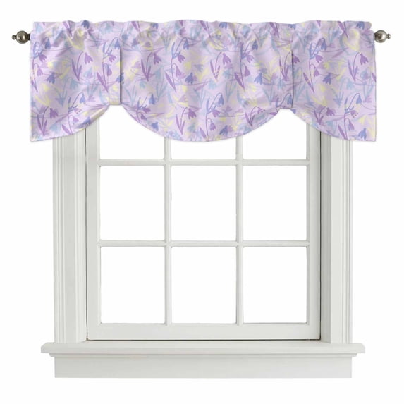 Abstractions Floral Tie Up Valance Curtains Spring Tulips Purple Yellow ...