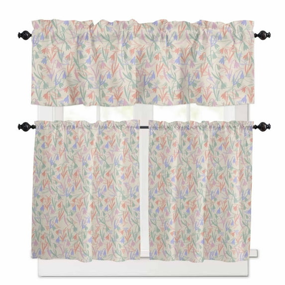 Abstractions Floral Window Curtains Valance Set of 3 Spring Tulips ...
