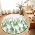 Abstractions Green Forests Round Rug 3ft Trees Silhouettes Art Washable ...