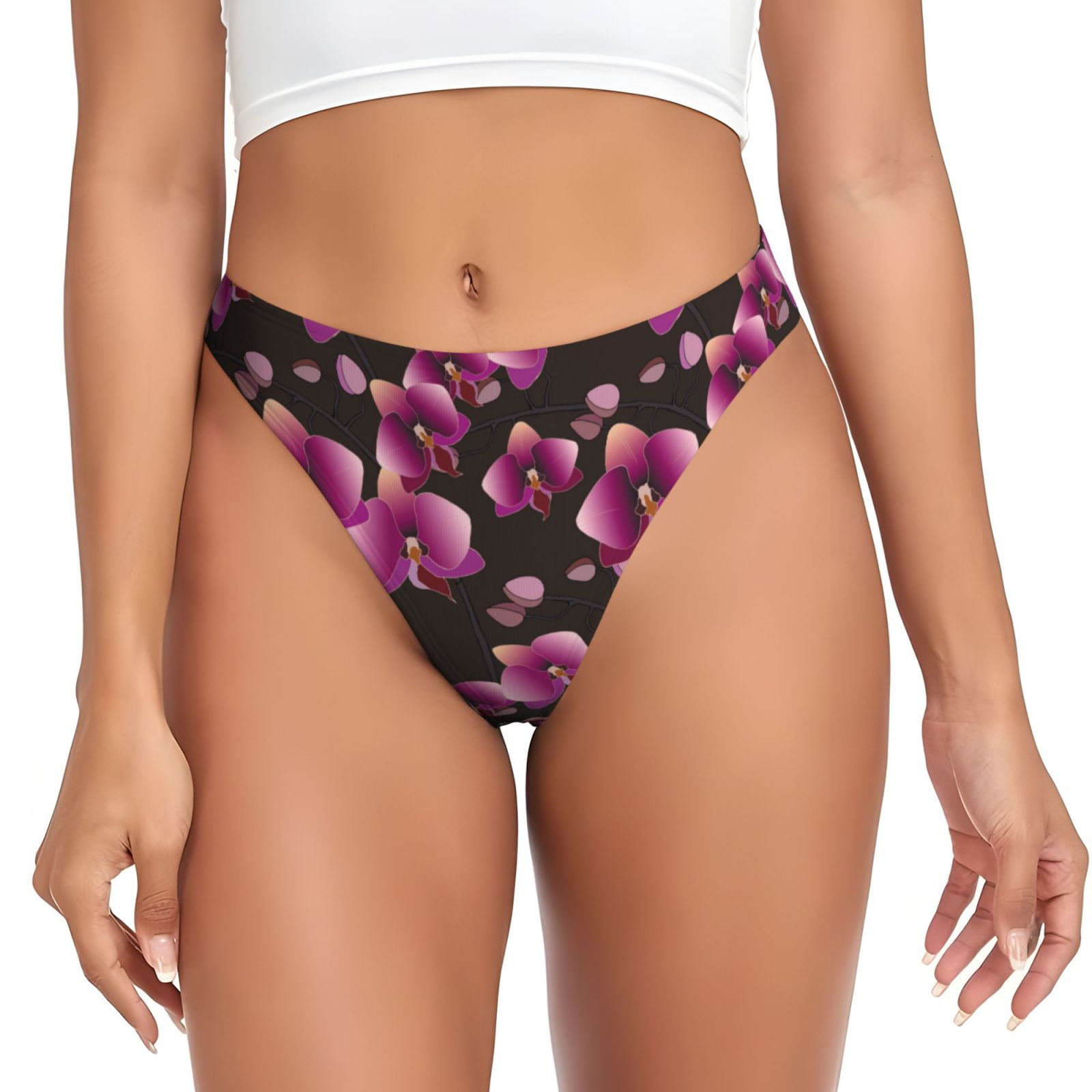 Abstractly Flower Purple Thongs for Women - No Show Seamless Womens Thongs Underwear, Soft ...
