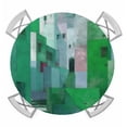 Abstracts Art Round Table Cover, Green Oil Painting Buildings Modern ...