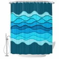 Abstracts Blue Ripple Shower Curtain for Bathroom, Gradient Lines ...