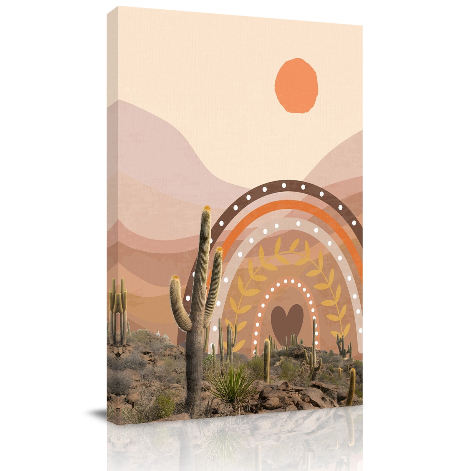 Abstracts Cacti Canvas Wall Art for Living Room, Sunset Mountain ...