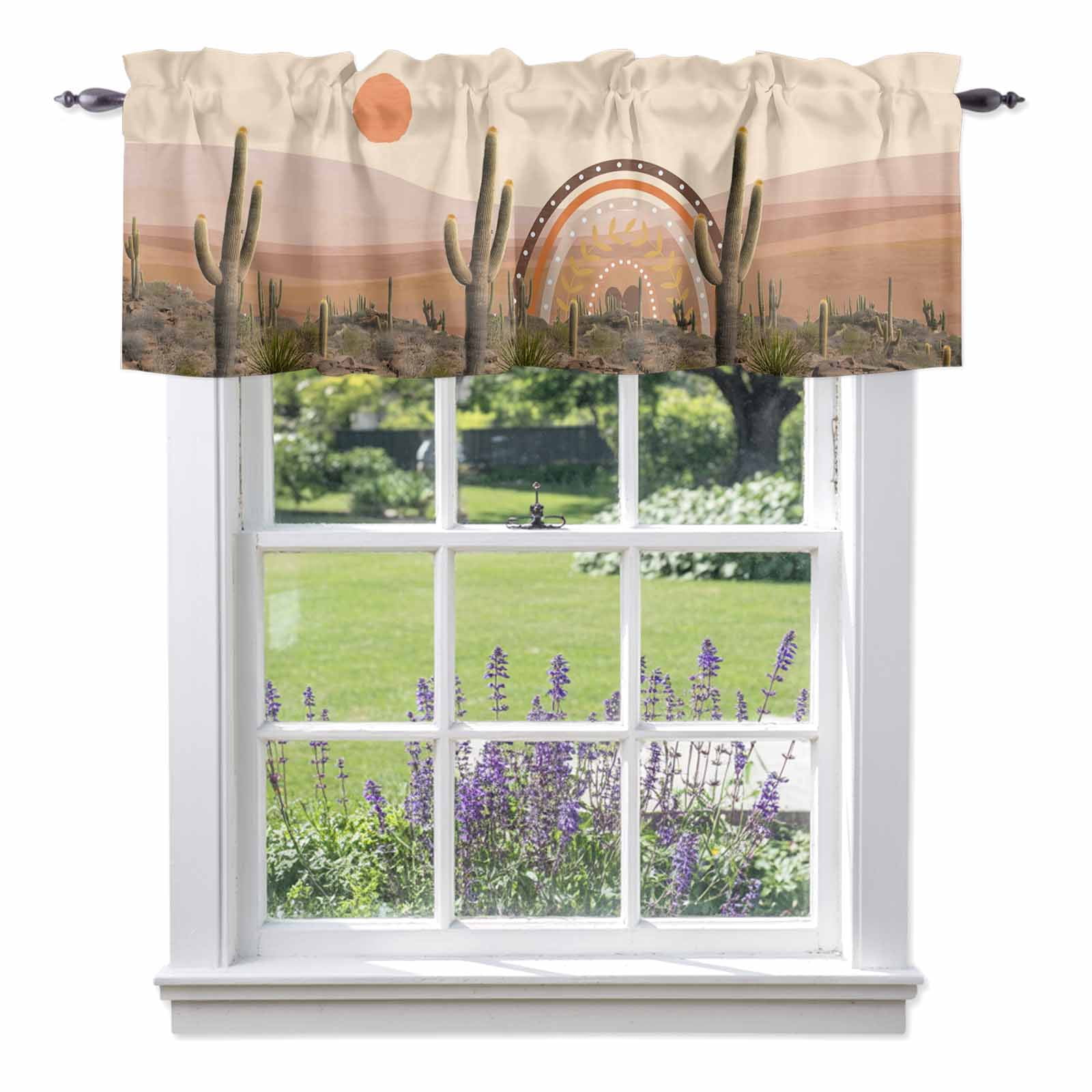 Abstracts Cacti Valances for Windows Sunset Mountain Deserts Plants ...