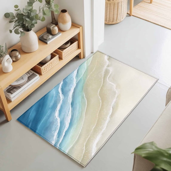 Abstracts Gradients Blue Oceans Waves Rectangle Rug 2'x3' Brown Beaches ...
