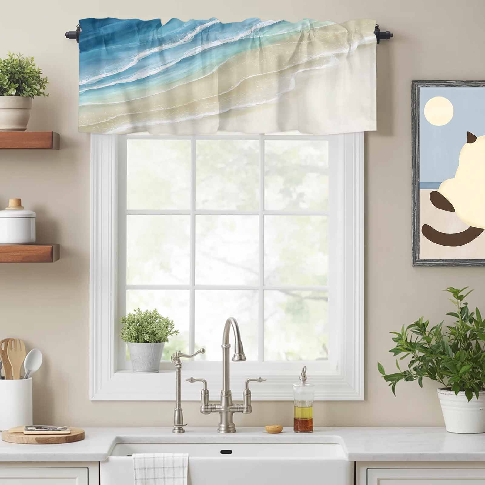 Abstracts Gradients Blue Oceans Waves Valances for Windows,Rod Pocket ...