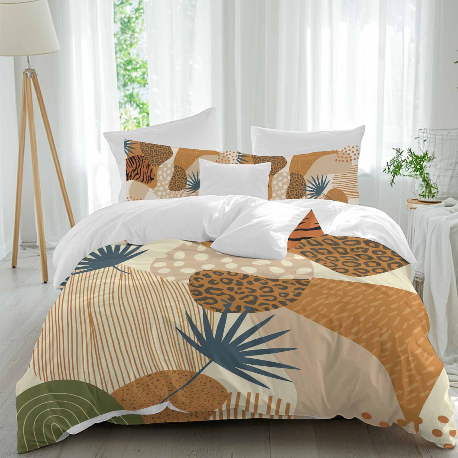 Abstracts Leopard Print 4 Piece Duvet Cover Set California King Size ...