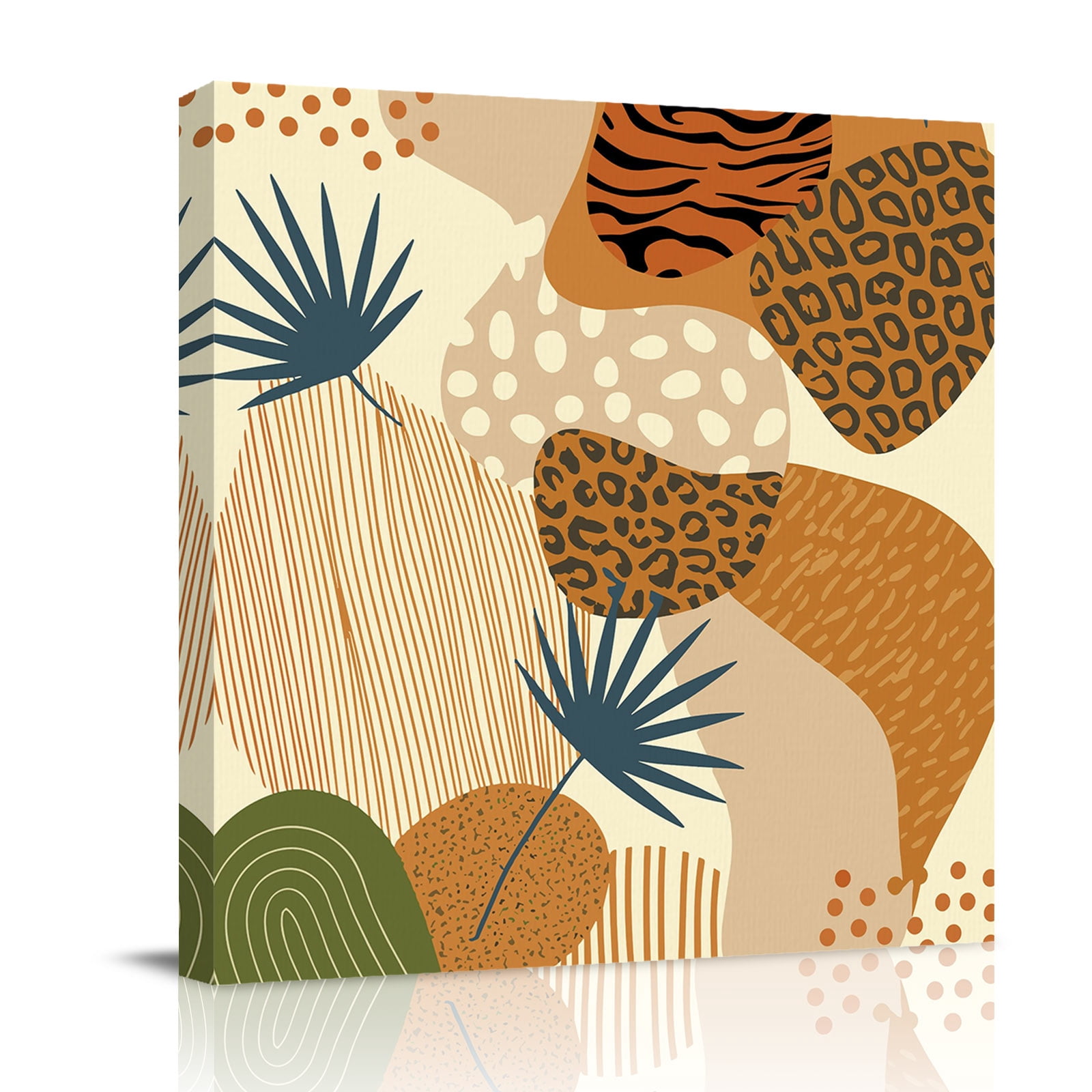 Abstracts Leopard Print Canvas Wall Art for Living Room, Palm Leaf ...