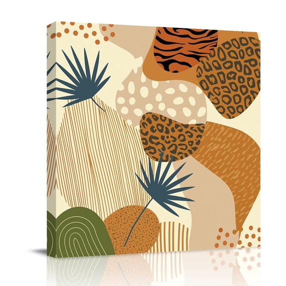 Abstracts Leopard Print Canvas Wall Art for Living Room, Palm Leaf ...
