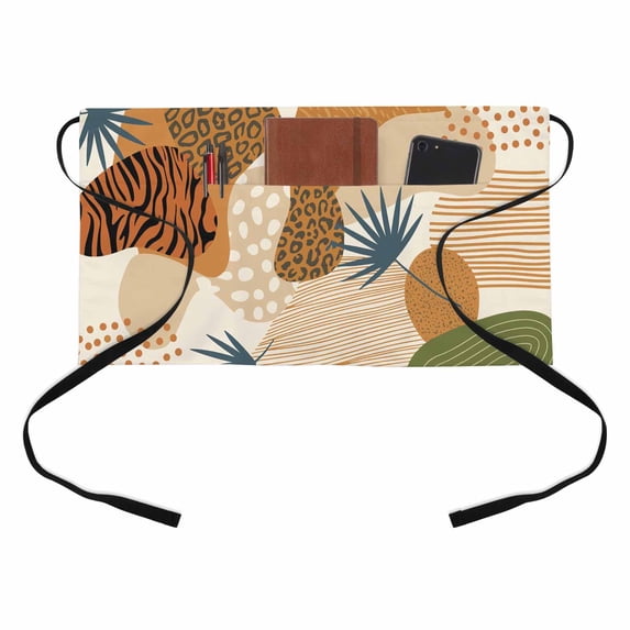 Abstracts Leopard Print Half Waist Apron Palm Leaf Brown Line Modern ...