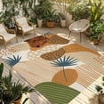 Abstracts Leopard Print Outdoor Rug, Palm Leaf Brown Line Modern Non ...