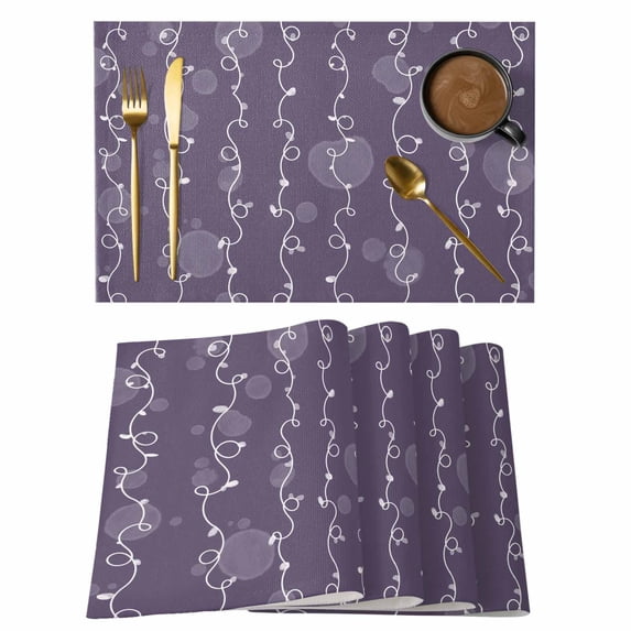 Abstracts Lines Cotton Linen Placemats Set of 1, Vintage Leaf Vines ...