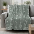 Abstracts Lines Fleece Throw Blanket Vintage Leaf Vines Gray Green ...