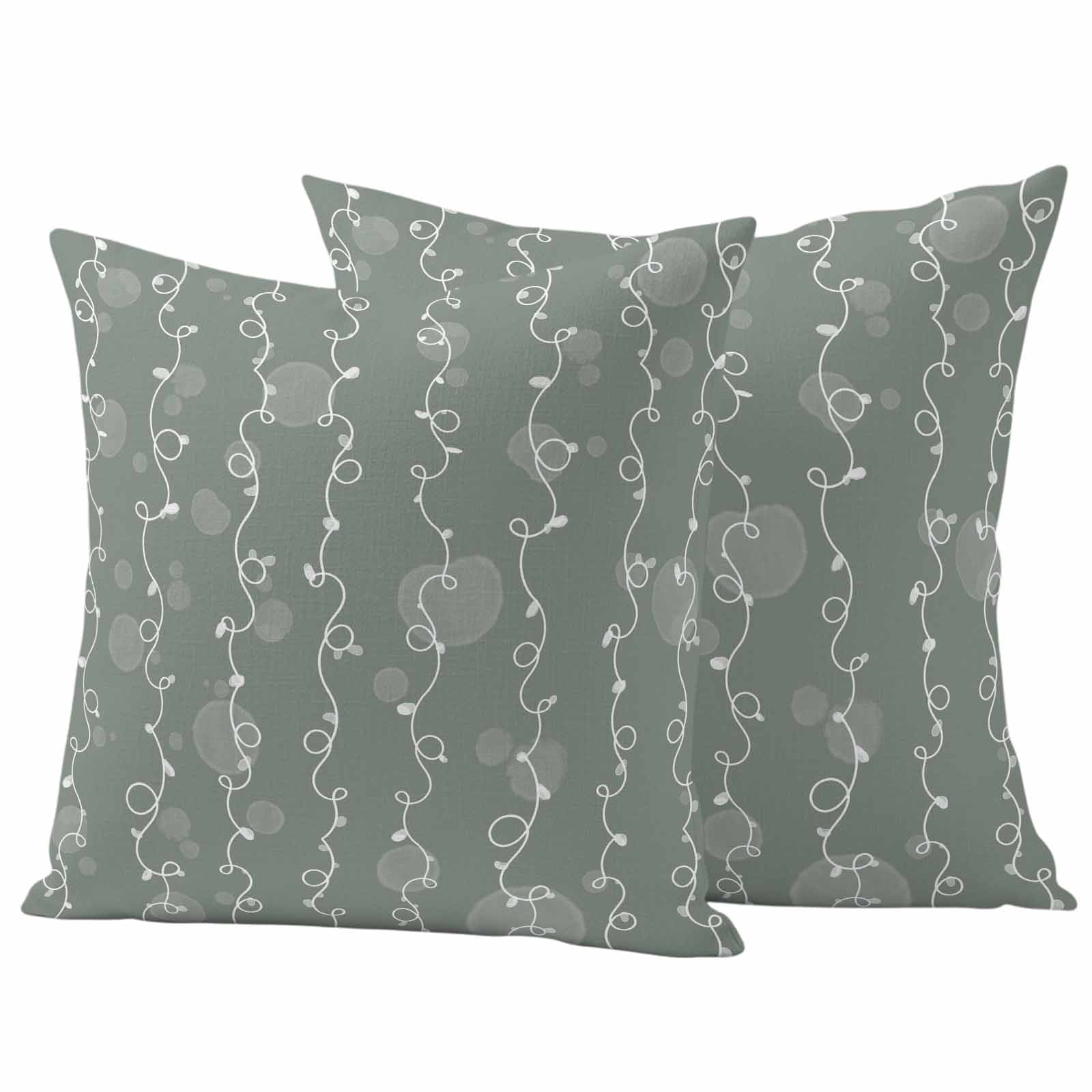Abstracts Lines Outdoor Pillow Covers Set of 2 Vintage Leaf Vines Gray ...
