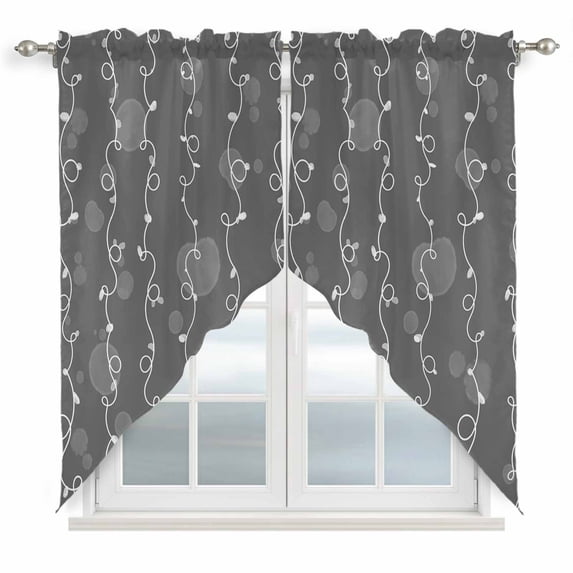 Abstracts Lines Swag Curtain Valance for Window 2 Panels Vintage Leaf ...