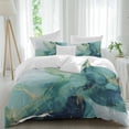 Abstracts Marble 4 Piece Duvet Cover Set Queen Size Teal Green Ombre ...