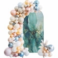 Abstracts Marble Arch Backdrop Cover 7.2 FT Teal Green Glod Ombre Stone ...