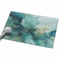 Abstracts Marble Area Rug, Teal Green Glod Ombre Stone Crack Texture ...