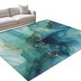 Abstracts Marble Area Rug, Teal Green Glod Ombre Stone Crystal Texture ...