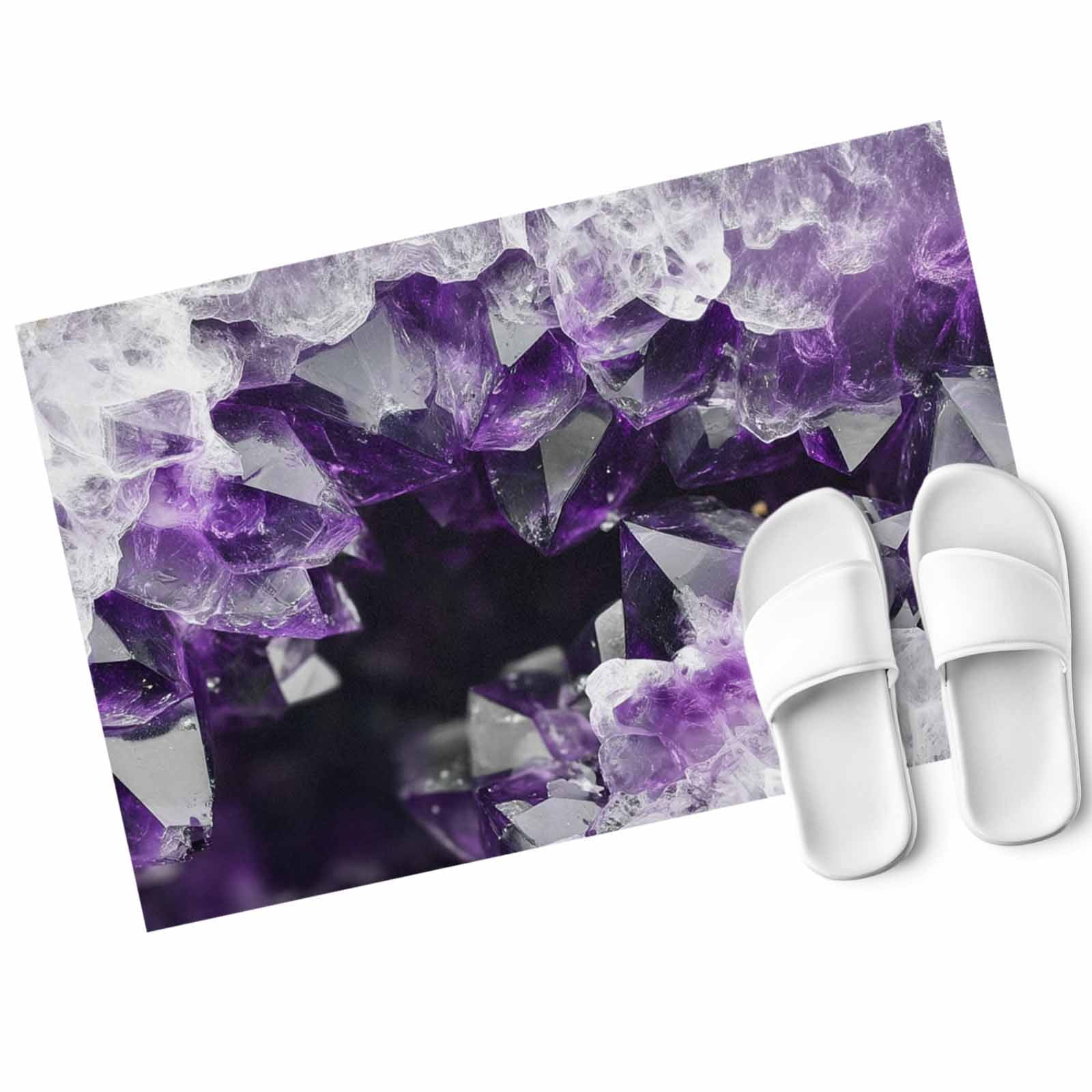 Abstracts Marble Door Mat Purple White Gradient Crystals Modern Art Non ...