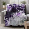 Abstracts Marble Fleece Throw Blanket Purple White Gradient Crystals ...
