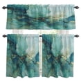 Abstracts Marble Kitchen Curtains Set for Windows, Teal Green Glod ...