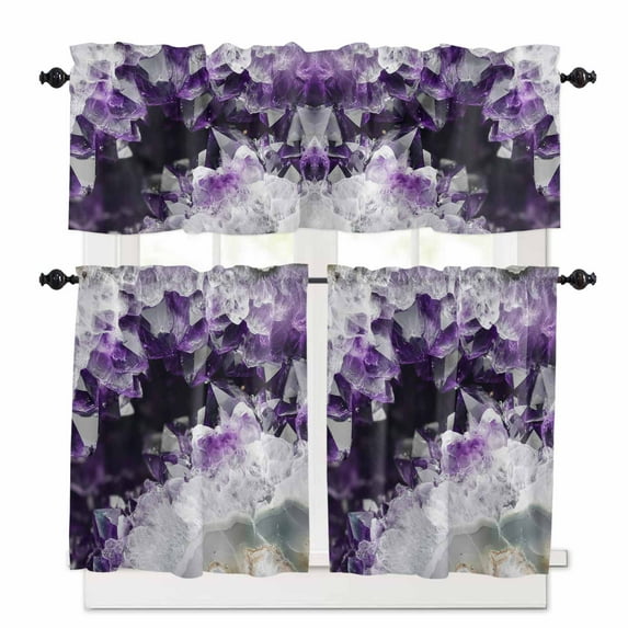 Abstracts Marble Kitchen Curtains Valance and Tier Set Purple White ...